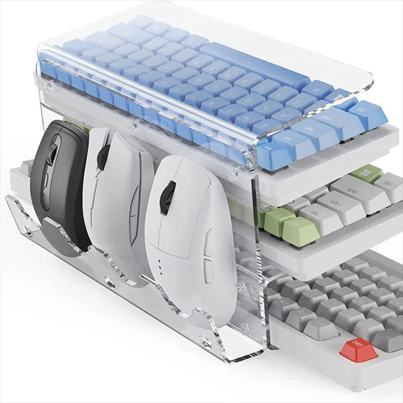 Keyboard Mouse Desktop Organiser Acrylic 3-Tier Stand Lightweight Shel ...